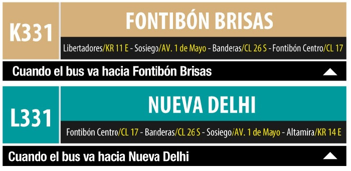 Ruta K331-L331 :: SITP Bogotá D.C.